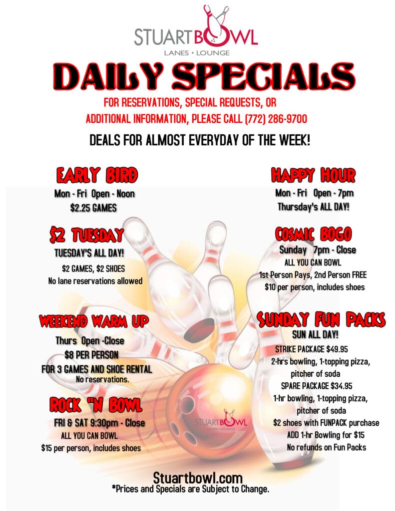 Discounts | Specials | Bowling | Stuart Bowl | Stuart FL